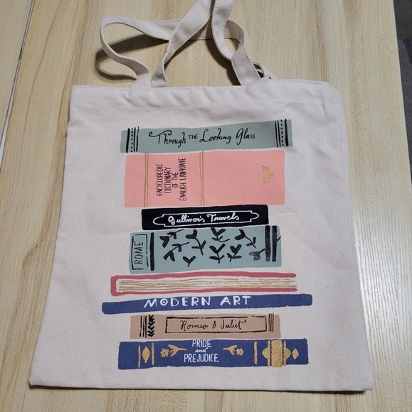 kate spade | Bags | Kate Spade New York Book Stack Canvas Tote Bag ...